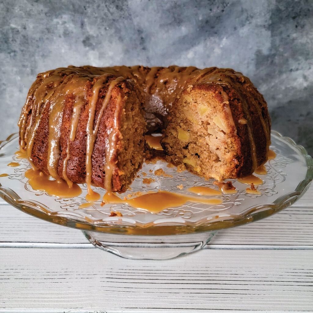 Salted Caramel Apple Bundt Cake - The Kitchen and a Latte